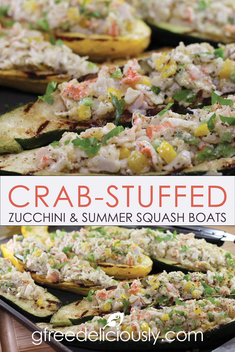 Crab-Stuffed Zucchini & Summer Squash Boats - gfreedeliciously.com
