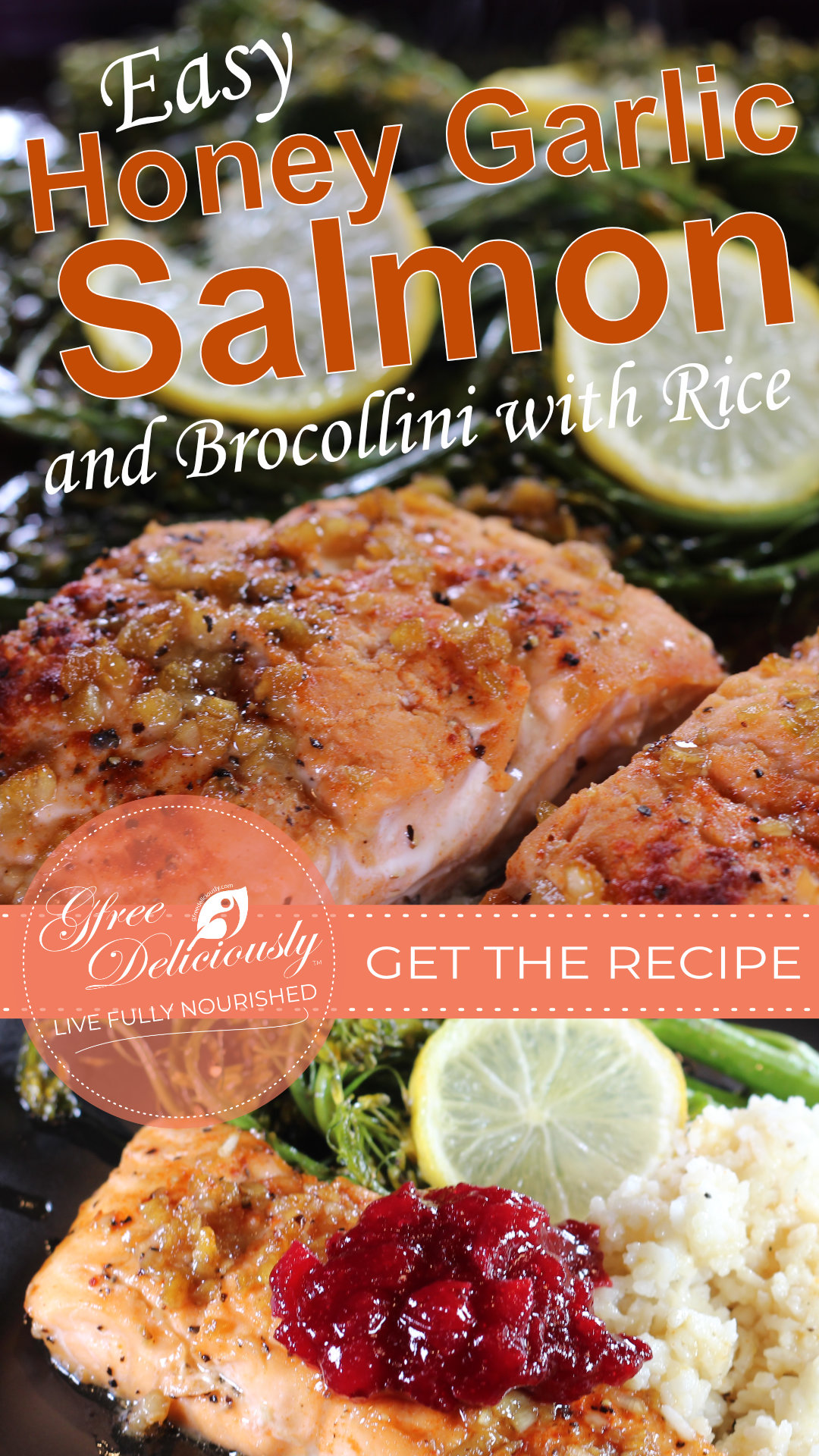 Easy Honey Garlic Salmon with Broccolini and Rice - gfreedeliciously.com
